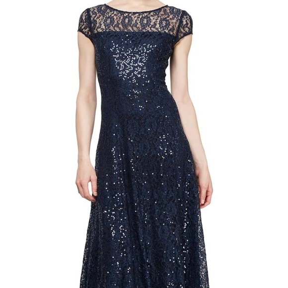 SLNY | Dresses | Slny Sequence Lace Black Dresssize 4p | Poshmark
